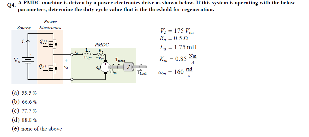 Solved Q4. 4. A PMDC machine is driven by a power | Chegg.com