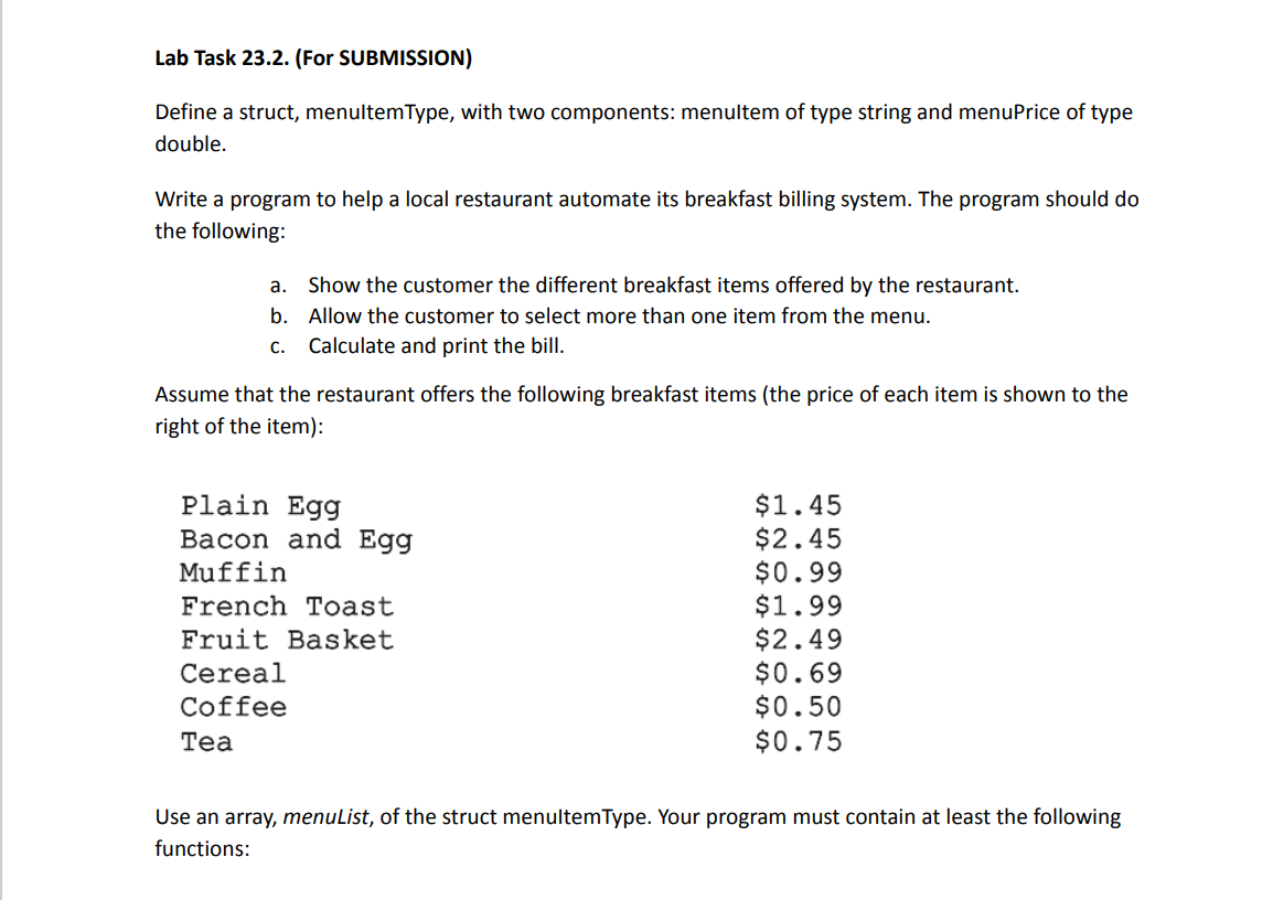 Solved Lab Task 232 For Submission Define A Struct 5352