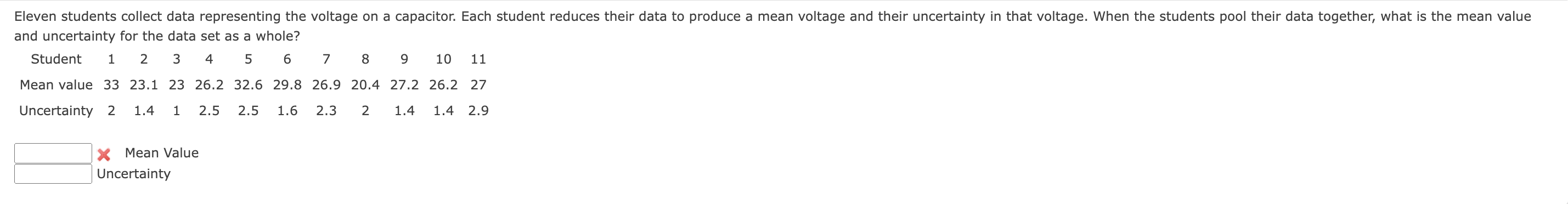 Solved How do I find the mean value and uncertainty of this | Chegg.com