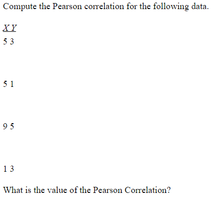 Solved Compute the Pearson correlation for the following | Chegg.com
