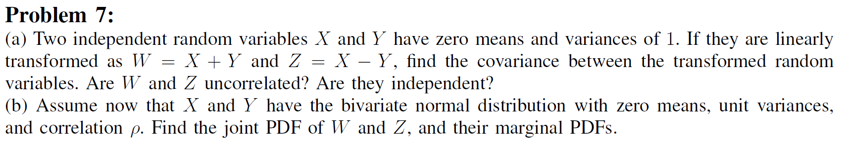 Solved = Problem 7: (a) Two independent random variables X | Chegg.com