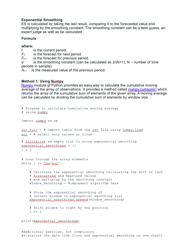 Solved Calculate Simple moving average and | Chegg.com