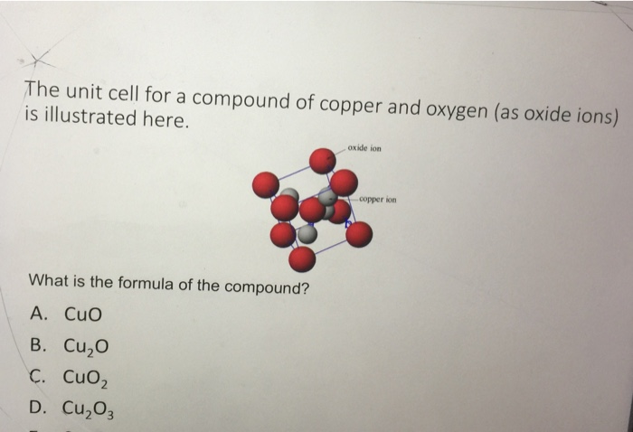 Solved The unt cell fof a compound of copper and oxnygen (as | Chegg.com