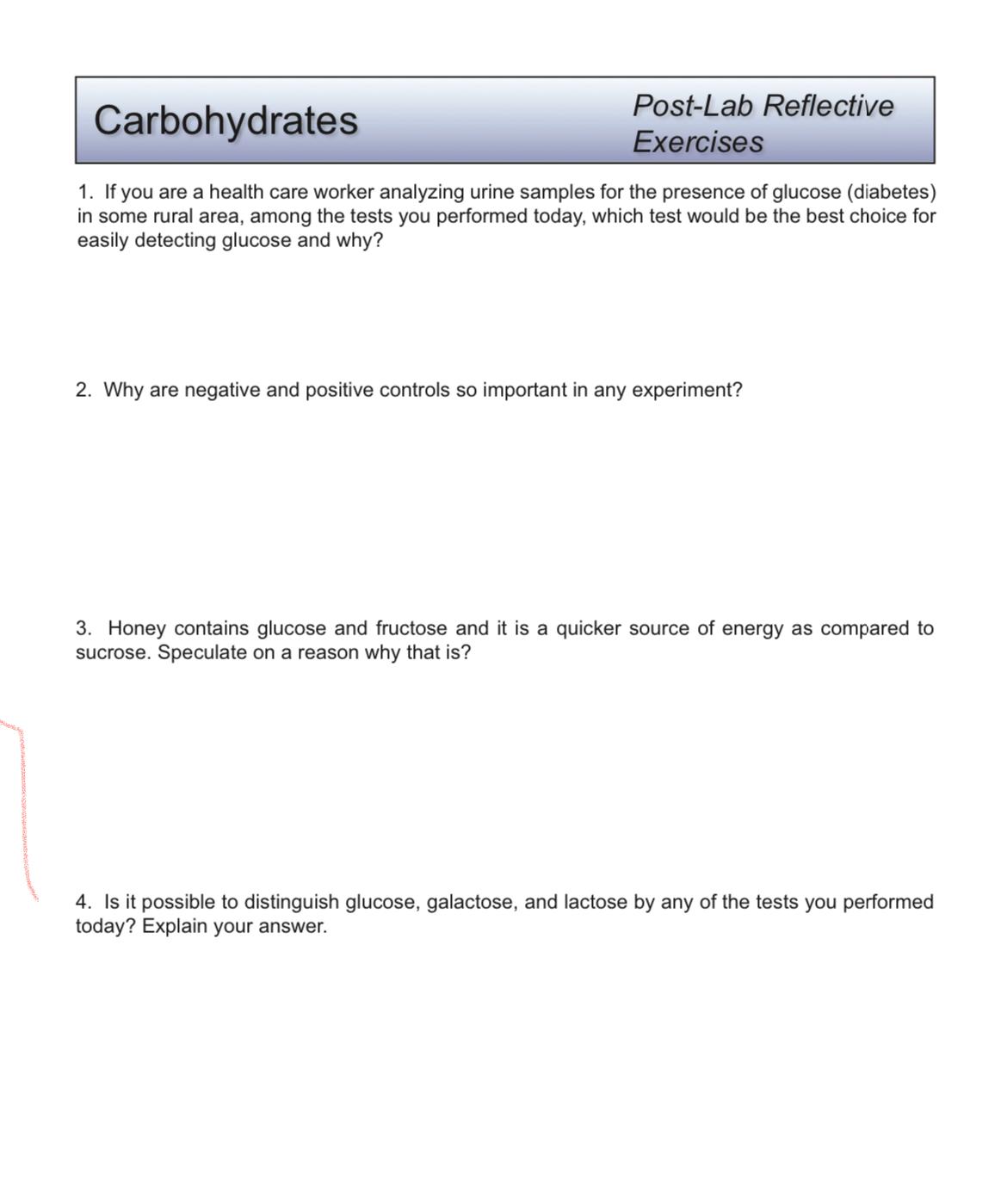 Solved Carbohydrates Pre-Lab Assignment 1. Which sugars | Chegg.com
