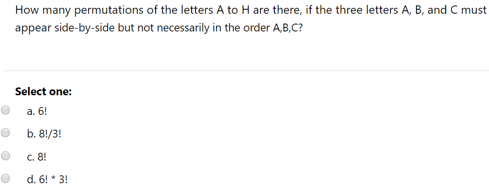 Solved How many permutations of the letters A to H are | Chegg.com