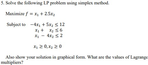 Solved 5. Solve the following LP problem using simplex | Chegg.com Solved 5. Solve the following LP problem using simplex | Chegg.com