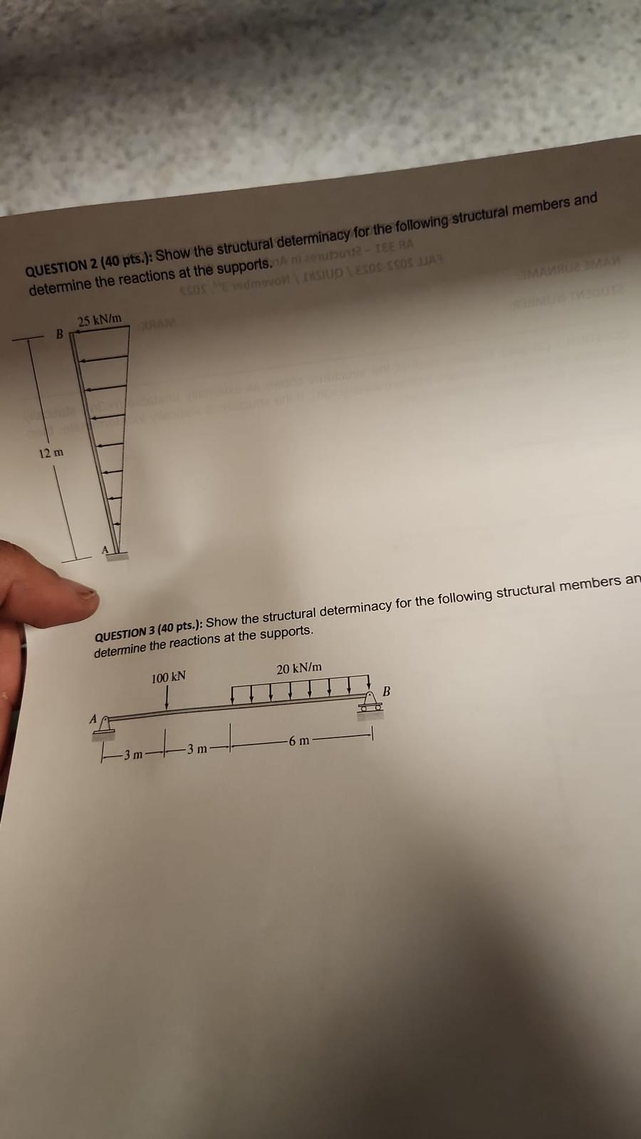 Solved QUESTION 2(40 pts.): Show the structural determinacy | Chegg.com