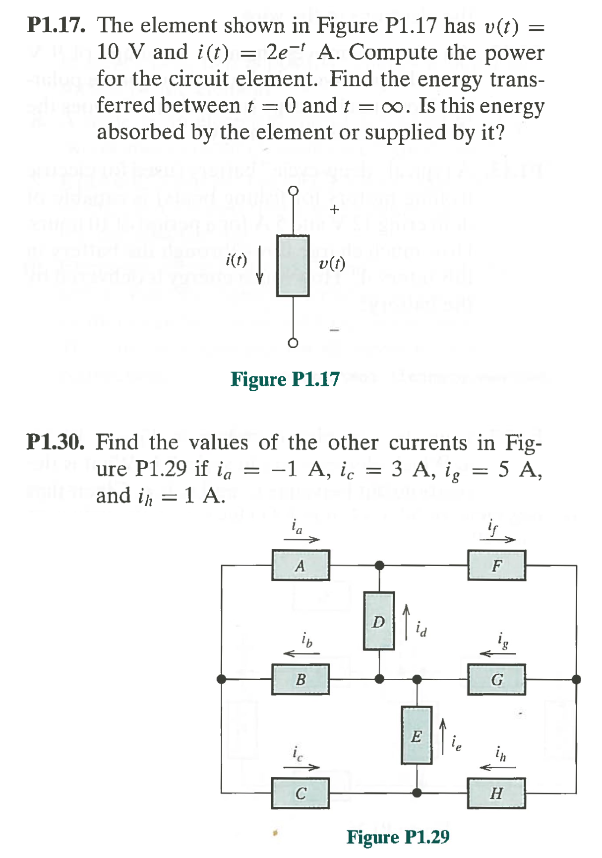 Solved P1.17. The element shown in Figure P1.17 has v(t)= 10 | Chegg.com