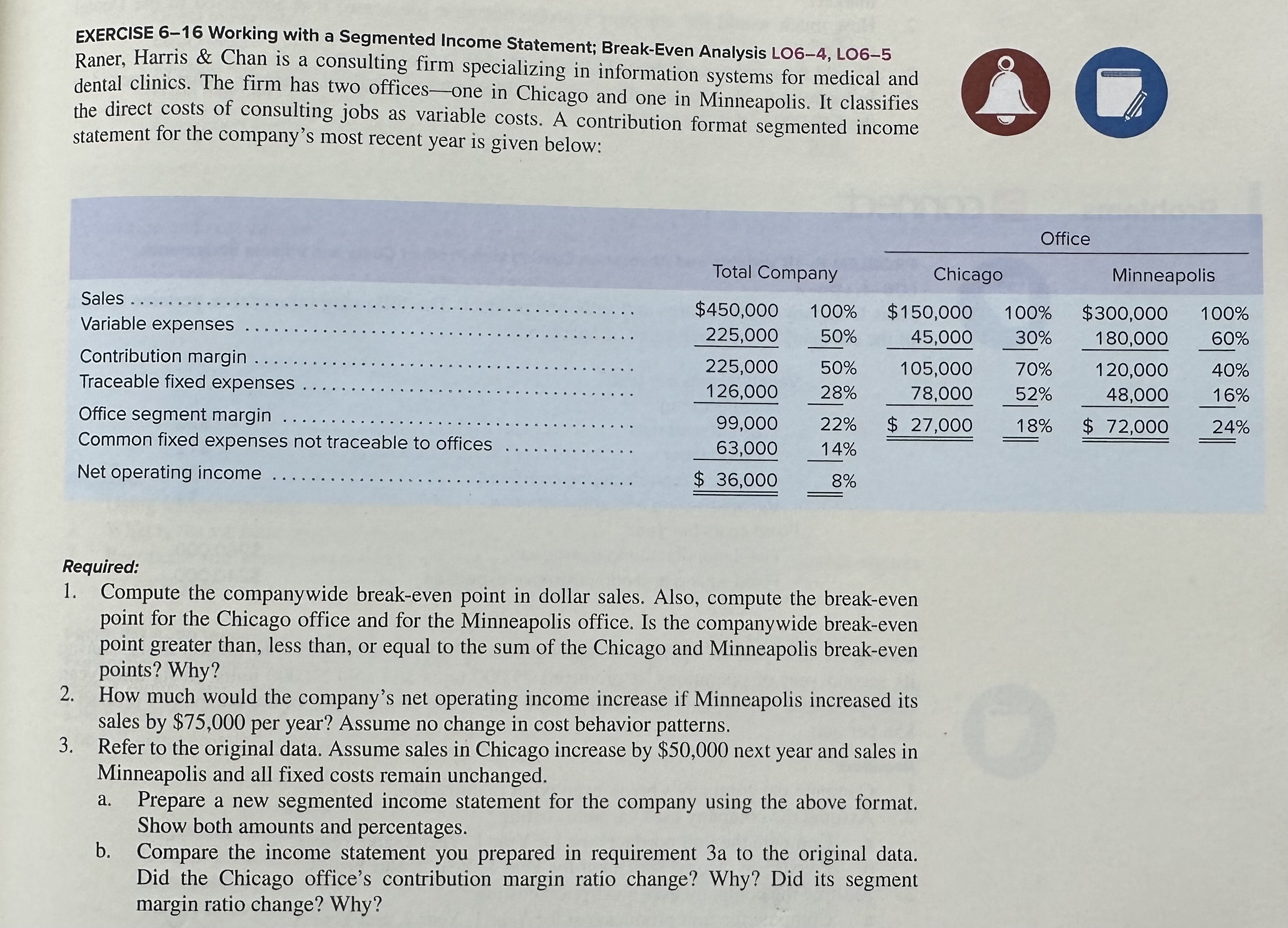 Solved EXERCISE 6-16 Working with a Segmented Income | Chegg.com