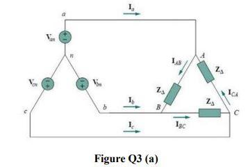 Solved In a balanced three-phase Y-∆ system as Figure 3 (a), | Chegg.com