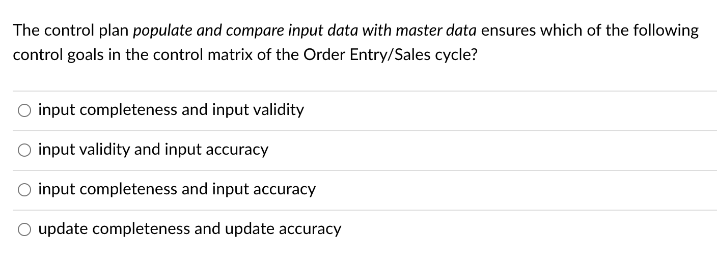 Solved The control plan populate and compare input data with | Chegg.com