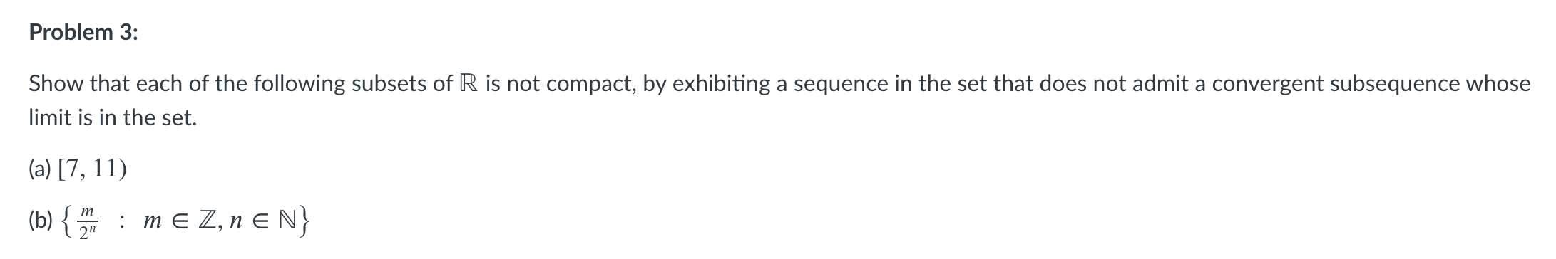 Solved Problem 3: Show that each of the following subsets of | Chegg.com