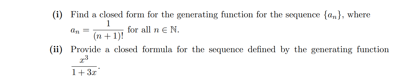 Solved I Find A Closed Form For The Generating Function 4126