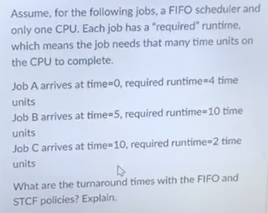 Solved Assume, for the following jobs, a FIFO scheduler and | Chegg.com