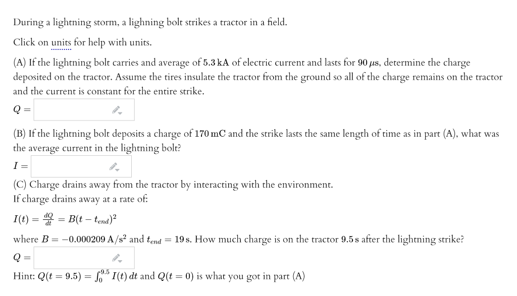 Solved During a lightning storm, a lighning bolt strikes a | Chegg.com