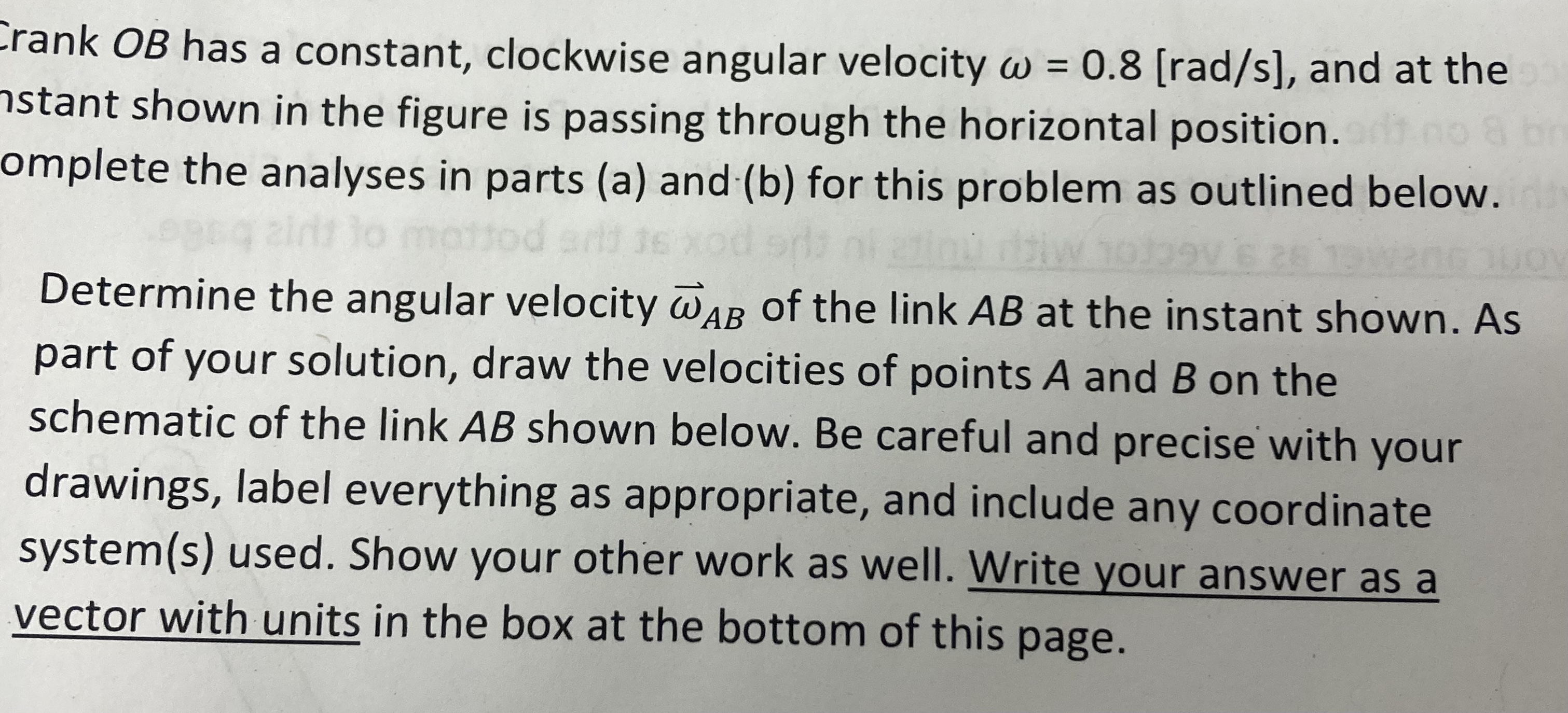 rank OB has a constant, clockwise angular velocity | Chegg.com