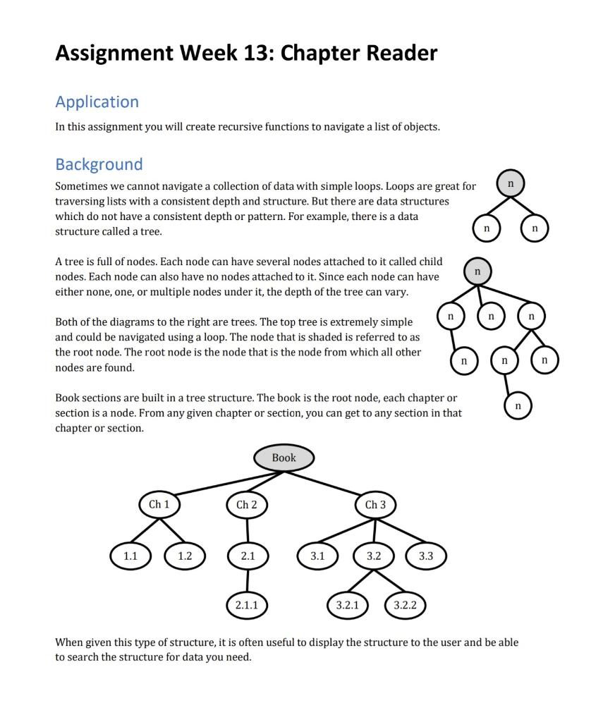 Assignment Week 13: Chapter Reader Application In | Chegg.com