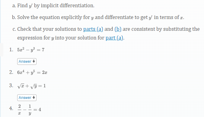 Solved a. Find y' by implicit differentiation. b. Solve the | Chegg.com