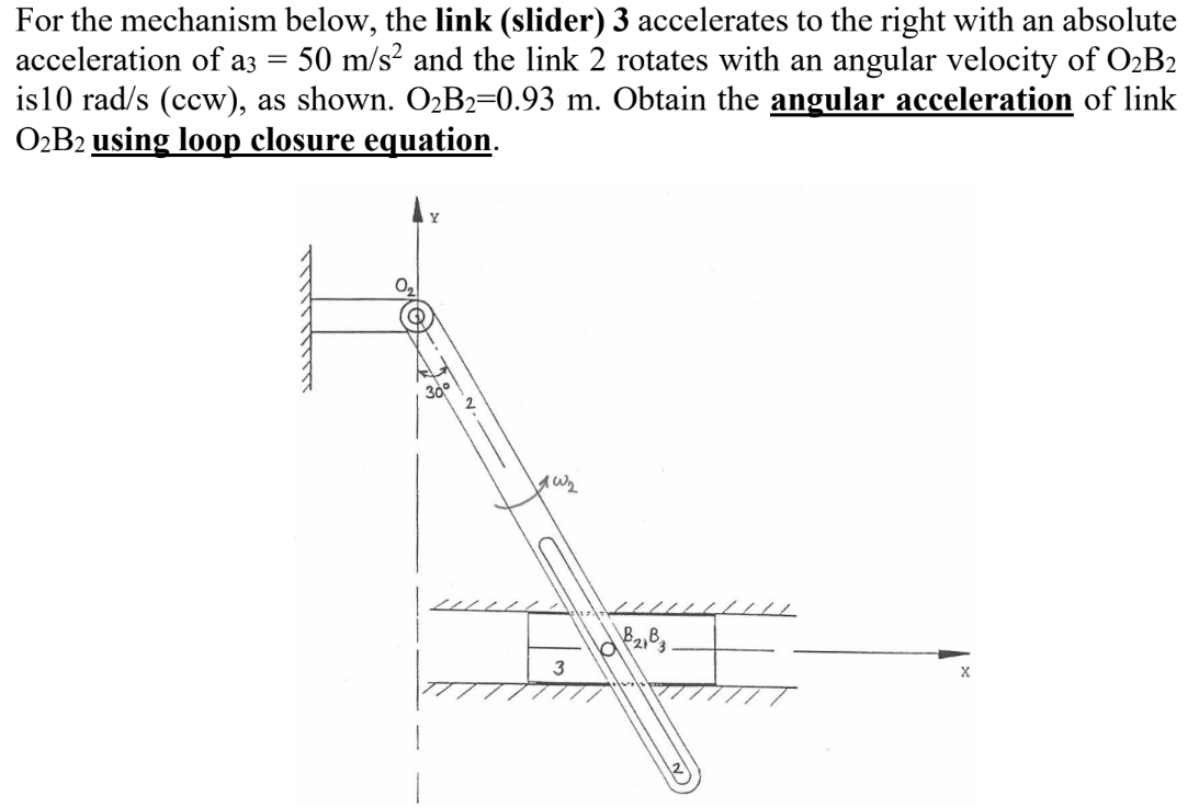 Solved For the mechanism below, the link (slider) 3 | Chegg.com