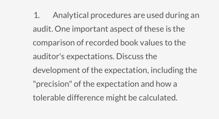 Solved Analytical procedures are used during an audit. One | Chegg.com