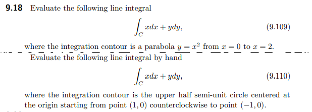 Solved 9.18 Evaluate the following line integral Ser rder + | Chegg.com