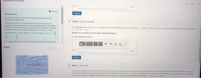 Solved The Stream Function 9 of1 Revie Part A-Volumetric | Chegg.com