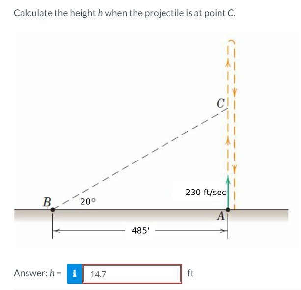 Solved A projectile is fired vertically from point A with an | Chegg.com