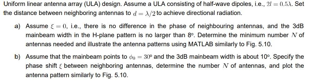 Solved Uniform linear antenna array (ULA) design. Assume a | Chegg.com