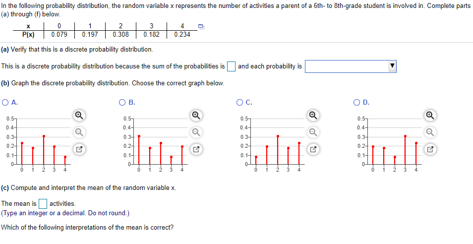Solved In the following probability distribution, the random | Chegg.com