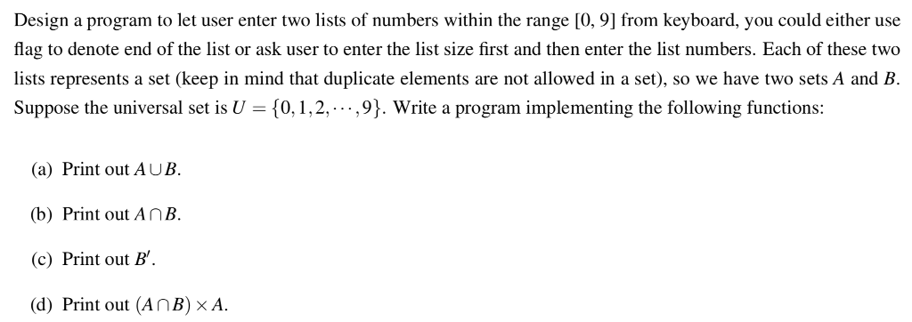 Solved Design a program to let user enter two lists of | Chegg.com