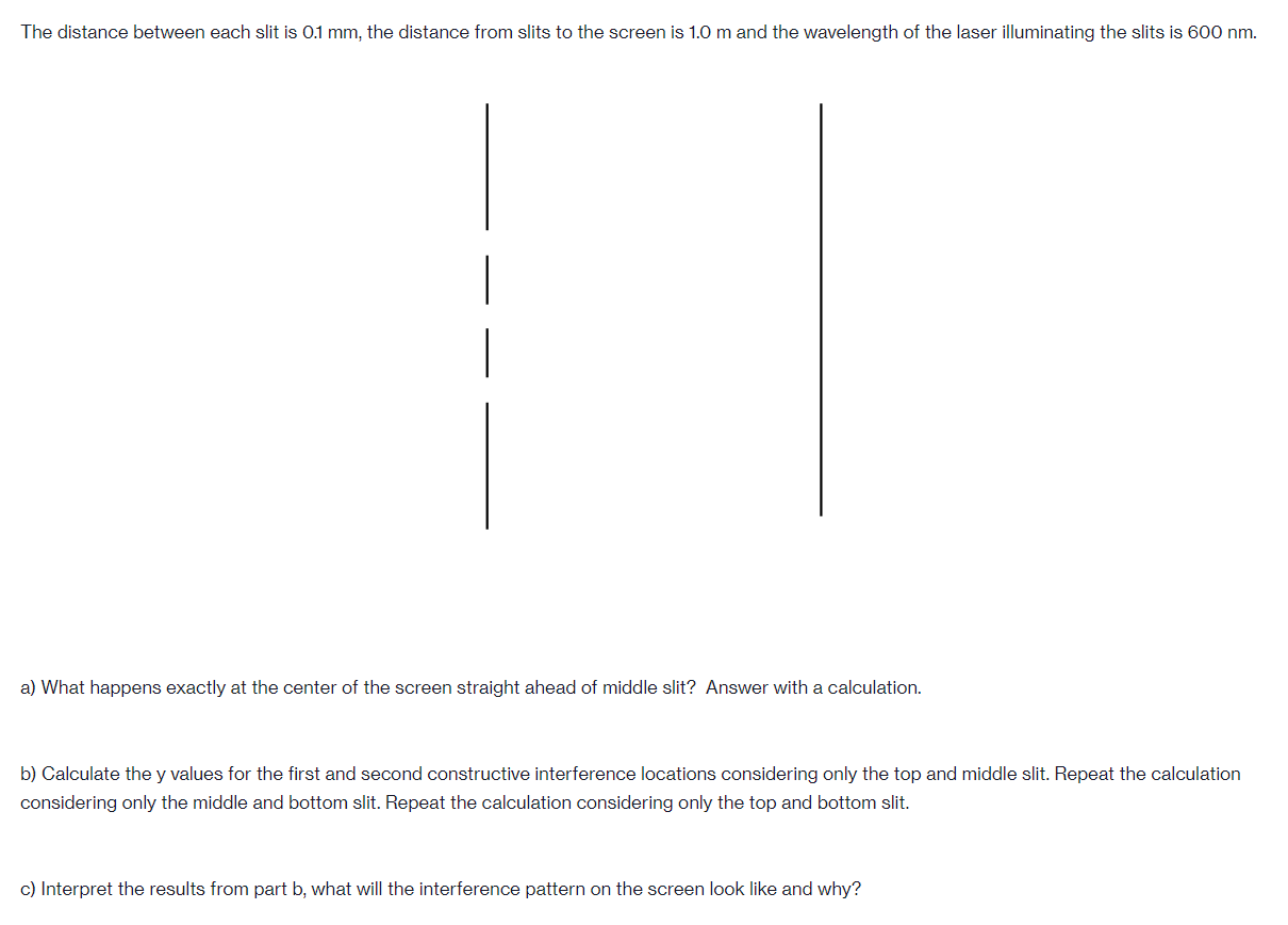 The distance between each slit is 0.1 mm, the | Chegg.com