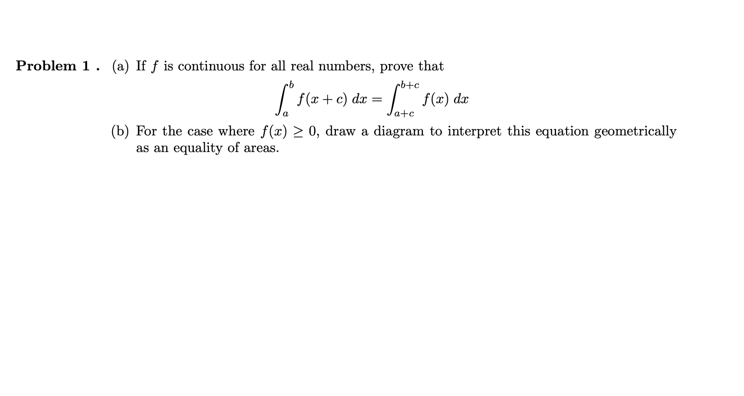 Solved Problem 1. (a) If f is continuous for all real | Chegg.com