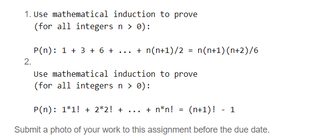 Solved 1. Use mathematical induction to prove (for all | Chegg.com