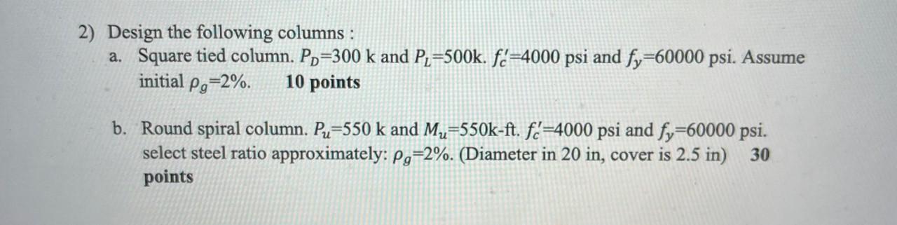 Solved 2) Design the following columns : a. Square tied | Chegg.com