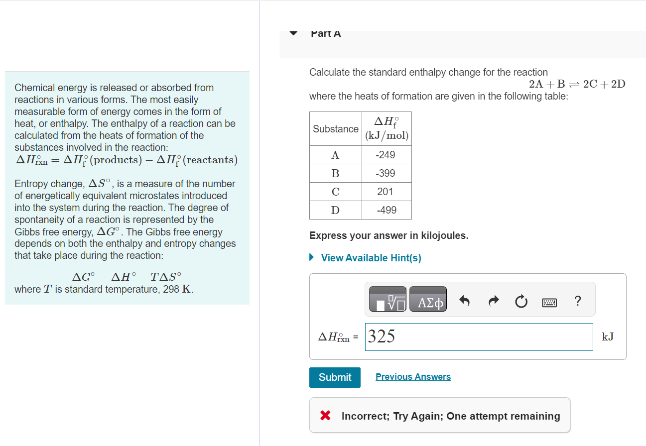 Solved Calculate the standard enthalpy change for the | Chegg.com
