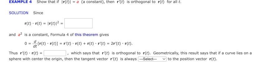 Solved EXAMPLE 4 Show that if r(t) = a (a constant), then | Chegg.com