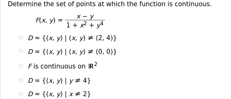 Solved Determine the set of points at which the function is | Chegg.com