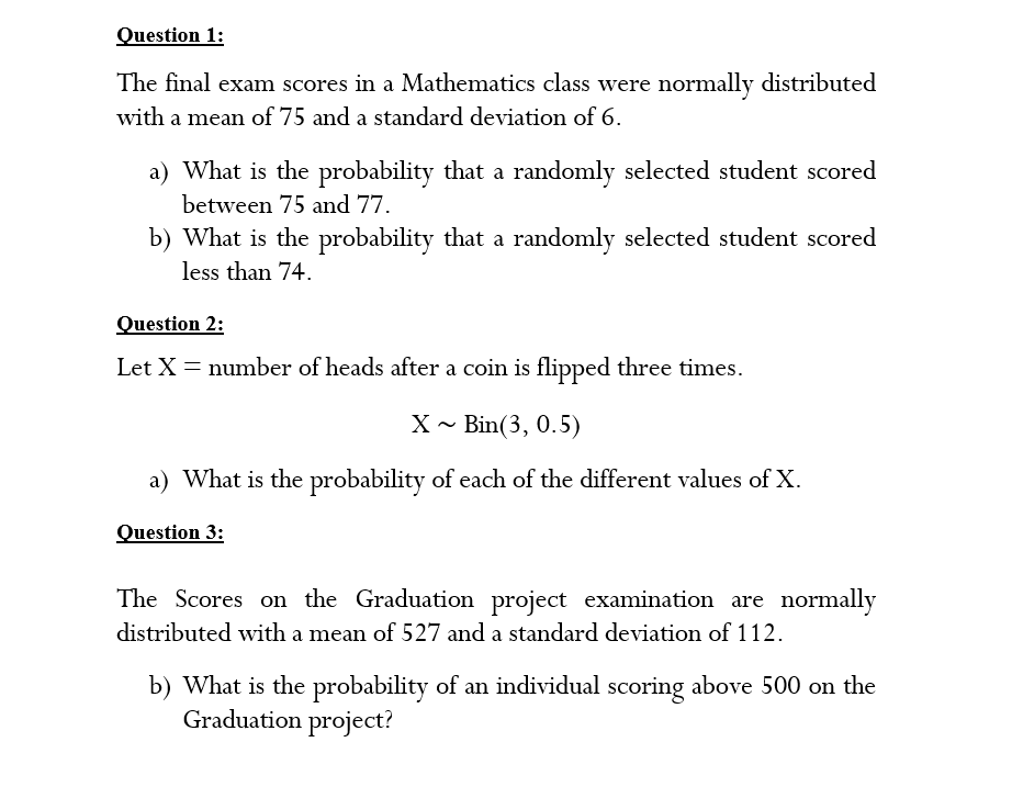 Solved Question 1: The final exam scores in a Mathematics | Chegg.com