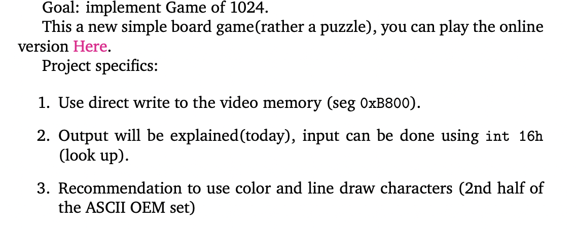 Solved Goal: implement Game of 1024. This a new simple board | Chegg.com