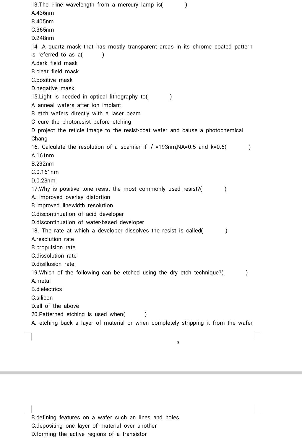 Solved 13.The i-line wavelength from a mercury lamp is( ) A. | Chegg.com