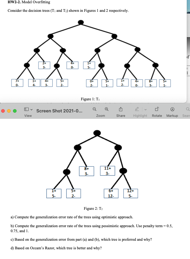 Solved HW2-2. Model Overfitting Consider the decision trees | Chegg.com