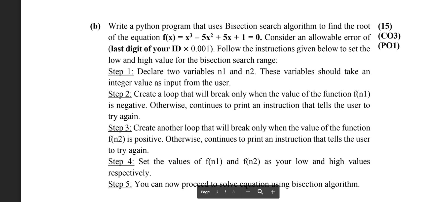 Solved B Write A Python Program That Uses Bisection Search 4486