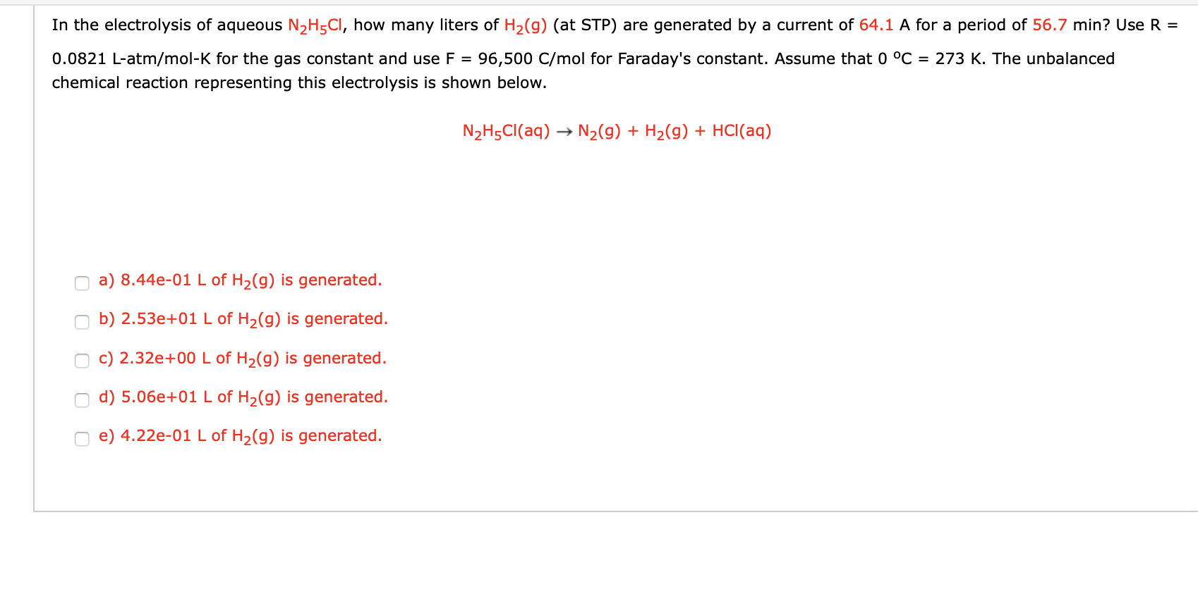 Solved In the electrolysis of aqueous N2H5CI, how many | Chegg.com
