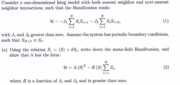 Consider a one-dimensional Ising model with both | Chegg.com