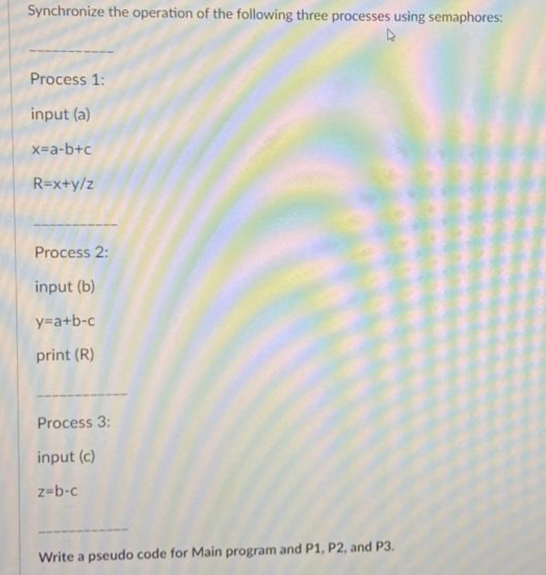 Solved Synchronize the operation of the following three | Chegg.com