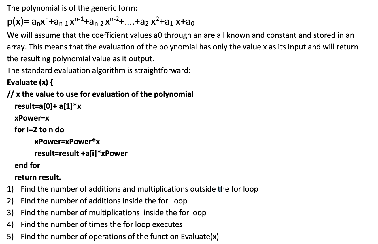 Solved The polynomial is of the generic form: p(x)= | Chegg.com