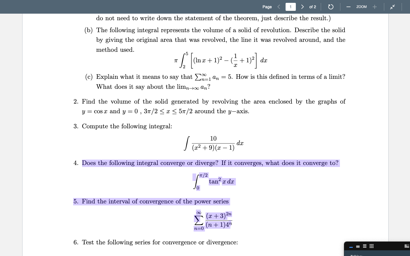 Solved Does the following integral converge or diverge? If | Chegg.com