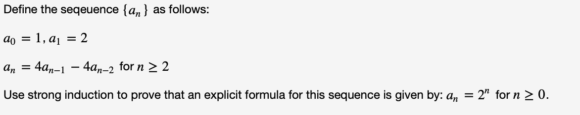 Solved Define the seqeuence {an} as follows: ao = 1, ai = 2 | Chegg.com