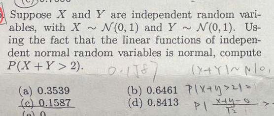 Solved Suppose X and Y are independent random variables, | Chegg.com