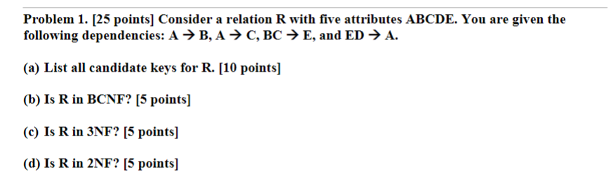 Solved Problem 1 25 Points Consider A Relation R With 